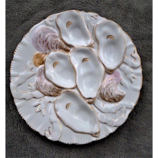 1888 Antique Continental Pink Turkey Oyster Plate, Gilman Collamore ...