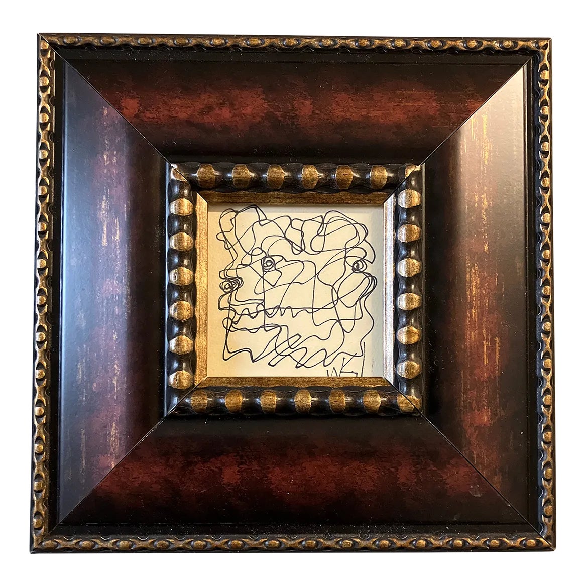 1980’s Original Wayne Cunningham Abstract Small Ink Drawing Framed ...