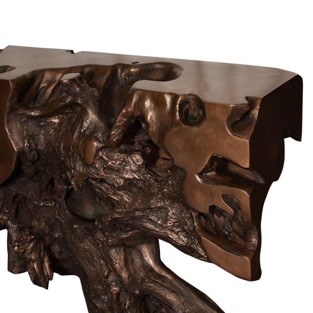 Phillips Collection Polished Bronze Freeform Console Table | Chairish