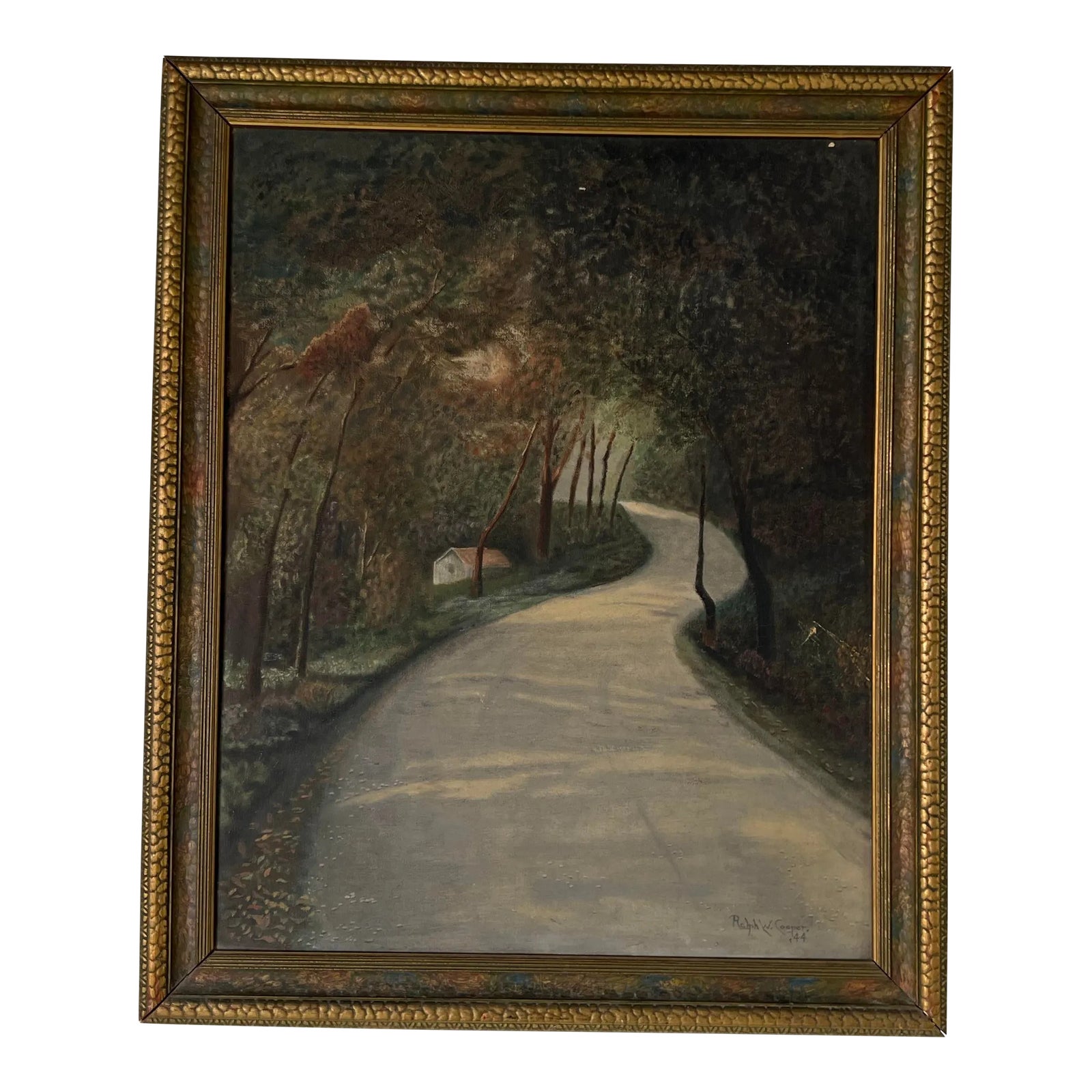 1940's Ralph W. Cooper Country Road Landscape Impressionist Oil on ...