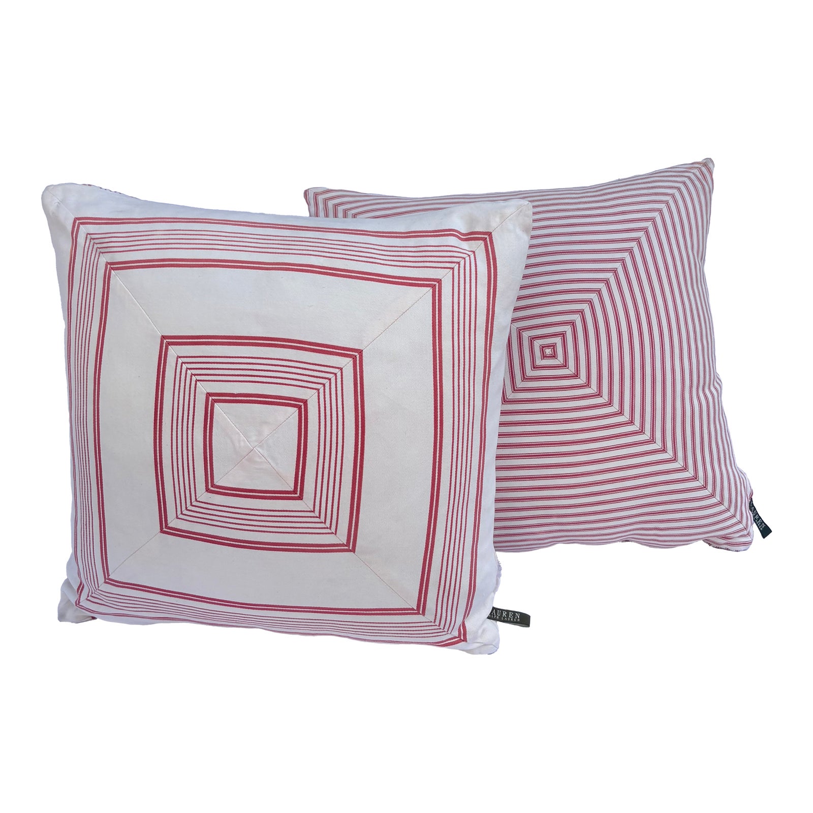 Lauren Ralph Lauren Red Stripe Pillow Covers With Inserts- Set of Two ...
