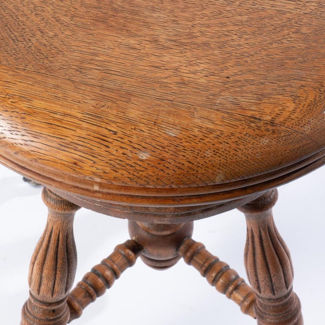 Early 20th Century Antique Oak Piano Stool | Chairish