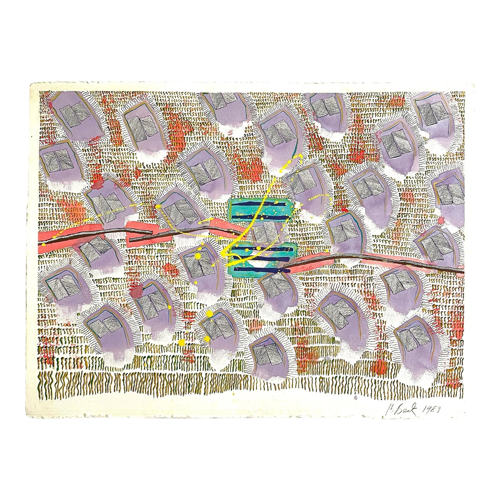 Barbara Beck Painting on Paper 1989 | Chairish