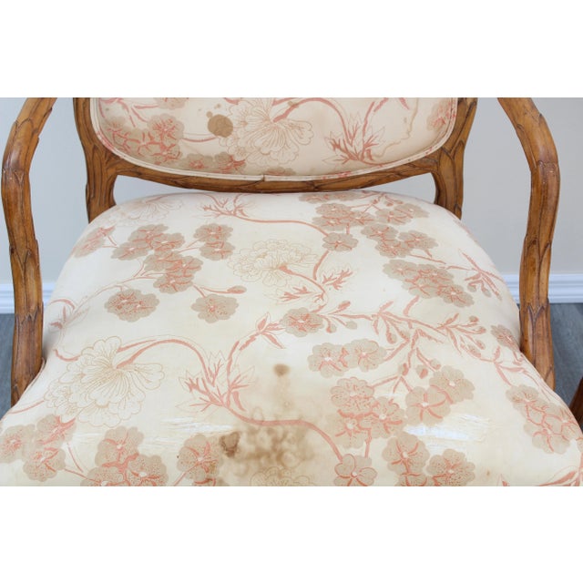 Late 20's Century Set of 6 Dining Chairs With Feather Motif | Chairish