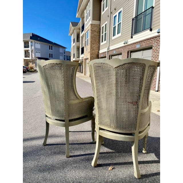 Pair of Guildmaster Caned Wing Back Chairs | Chairish
