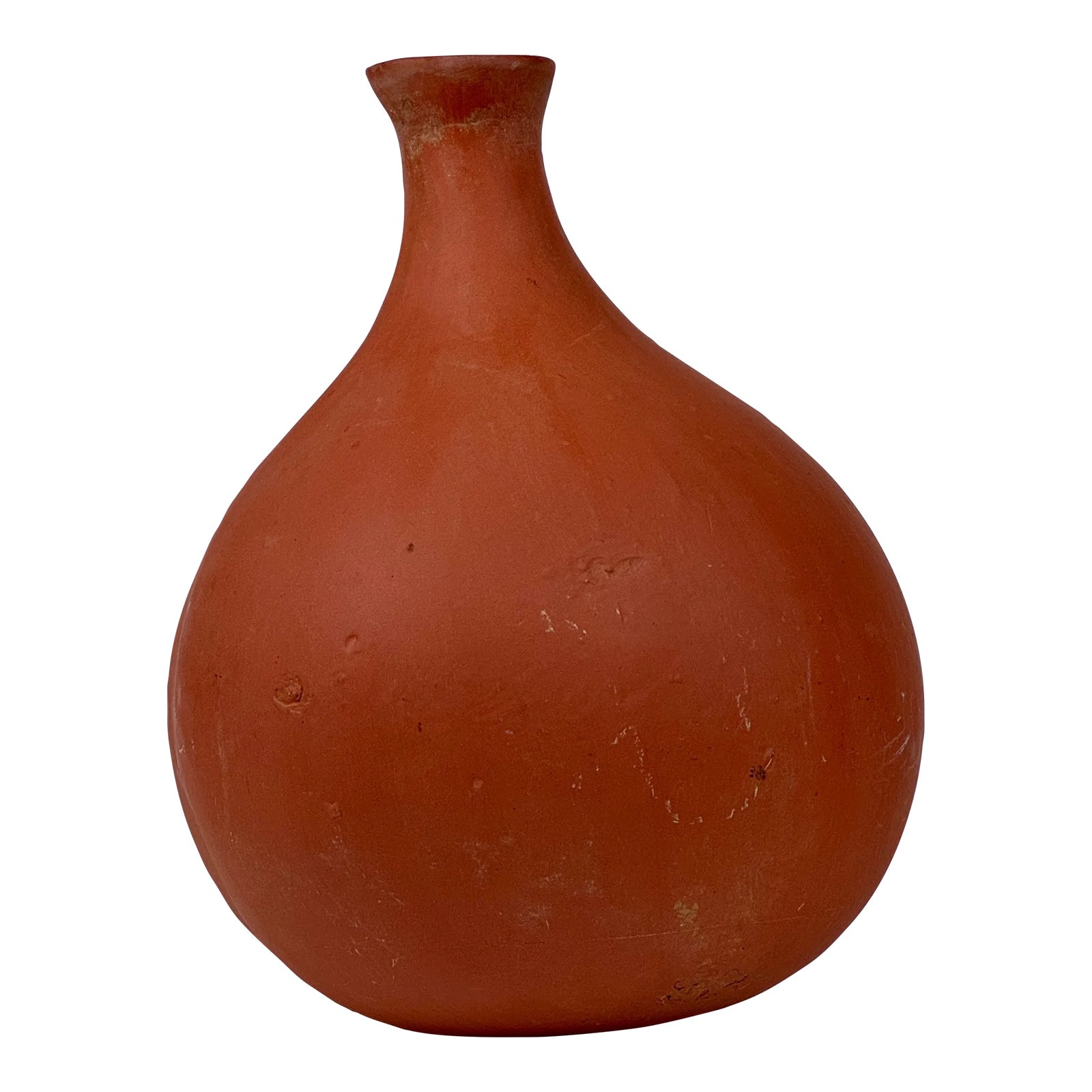 Vintage Unique Incised Hand Formed Pottery Vase in Shape of Bud | Chairish