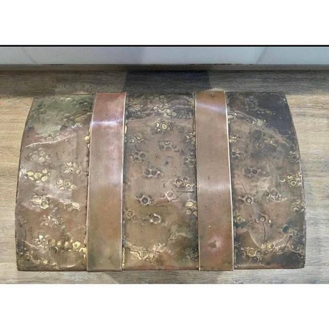 Early 20th Century Hammered Brass Kindling Box | Chairish