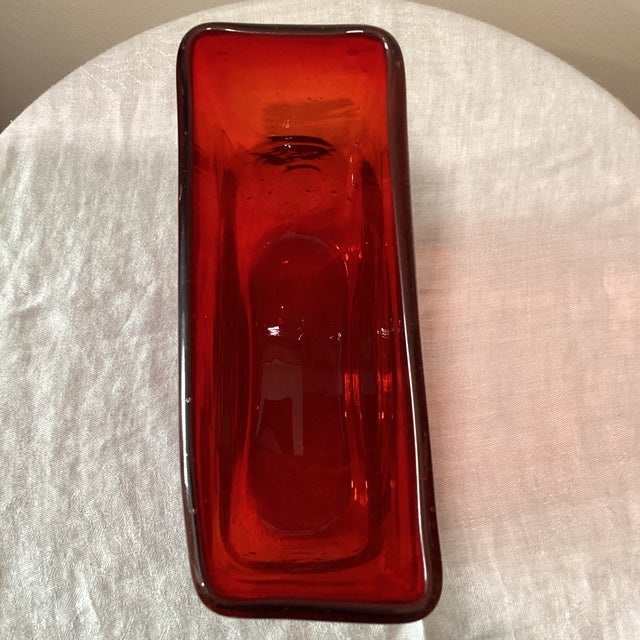 Late 20th Century Vintage Blenko Ruby Red Glass Rectangular Textured ...