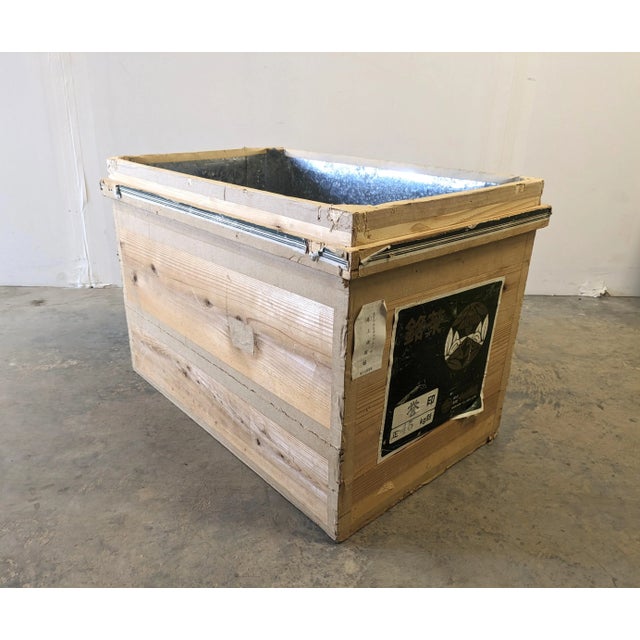 Vintage Japanese Cedar Wooden Tea Crate | Chairish