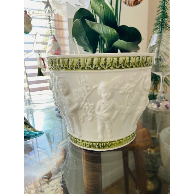 Vintage Italian Mojolica Planter With Putti | Chairish