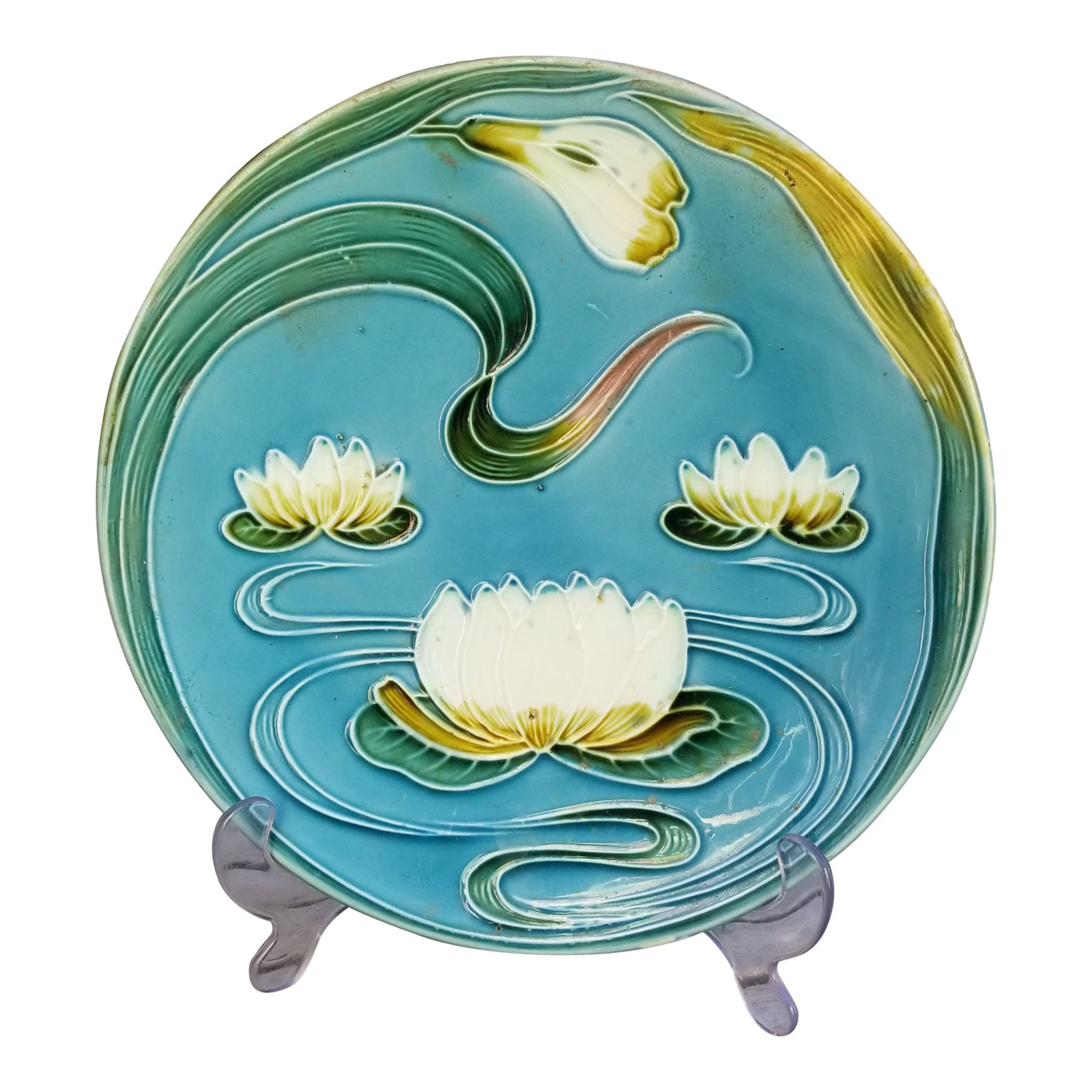 Art Nouveau Water Lilly Plate, Saben 1920s | Chairish