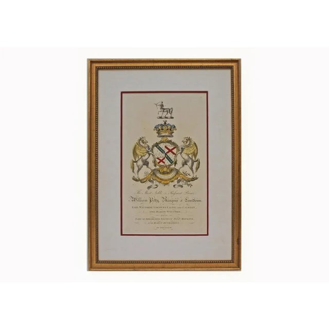 19th Century Armorial Engraving Framed Coat of Arms Entryway Wall Art ...
