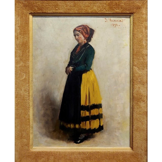 Leon Bonnet 19th Century Portrait of an Italian Woman Oil Painting C ...
