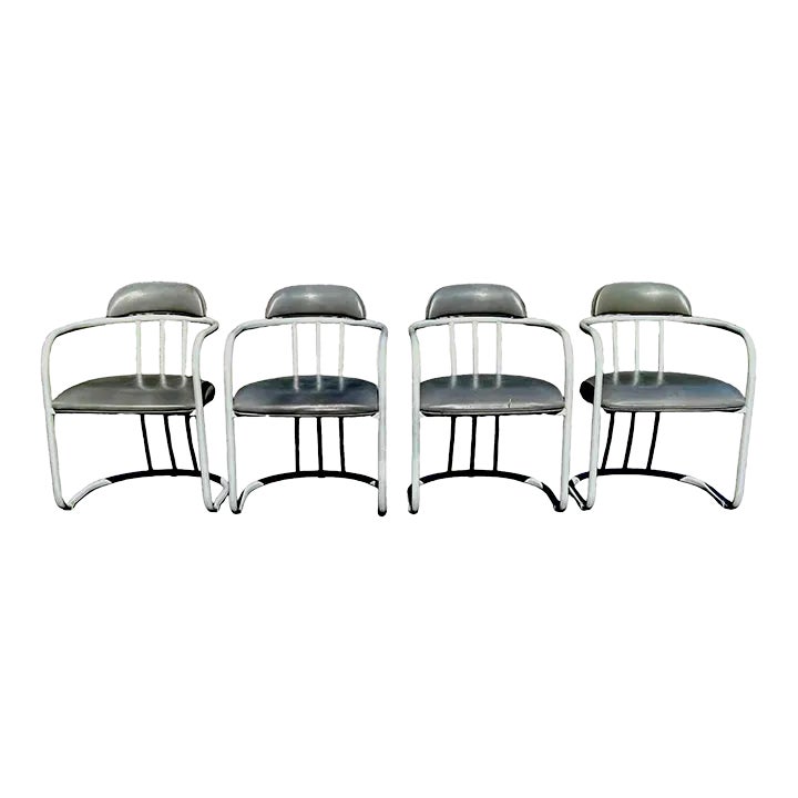 Late 20th Century Postmodern Tubular Sculpted Dining Chairs in the ...