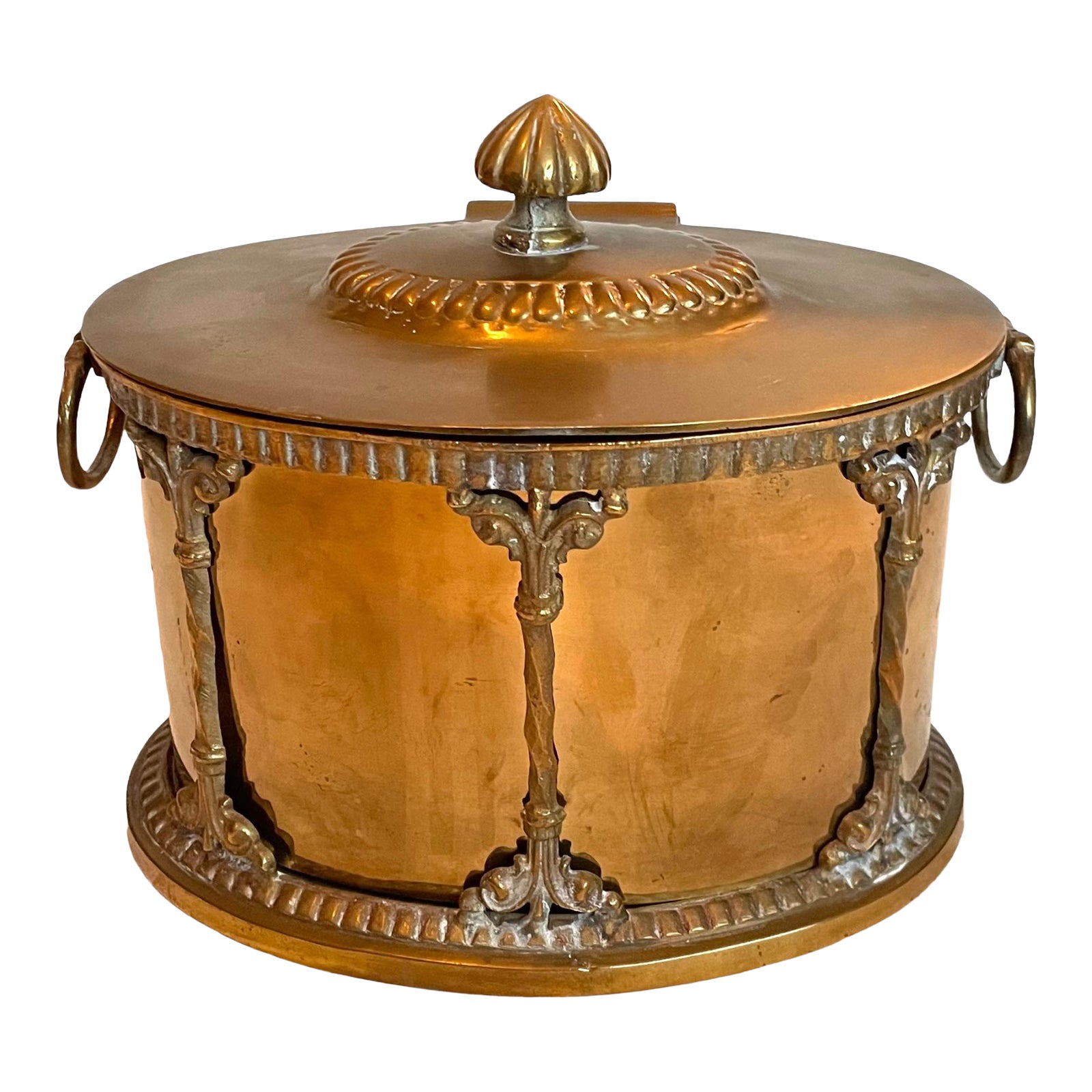 Vintage Mottahedeh Design Brass Biscuit Tin Container #472 | Chairish