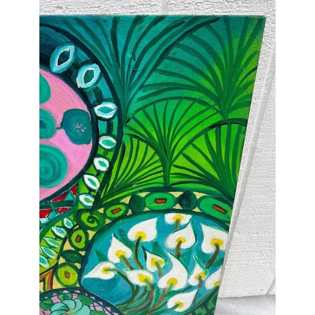 Carol Bertrand Green Paisley Meditative Series Painting | Chairish