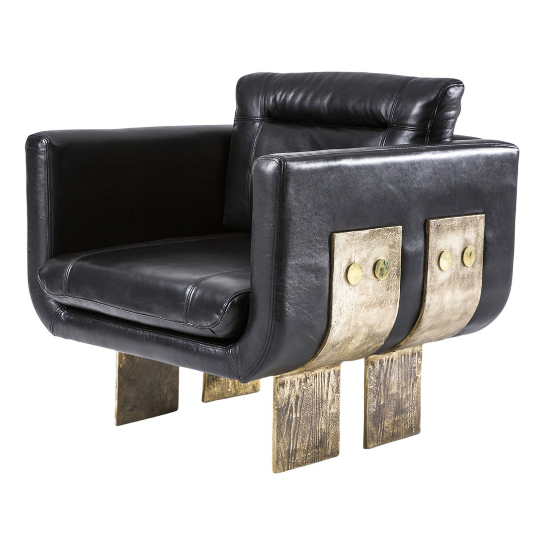 Modern Primal Statement Lounge Chair in Black Leather by Egg Designs ...