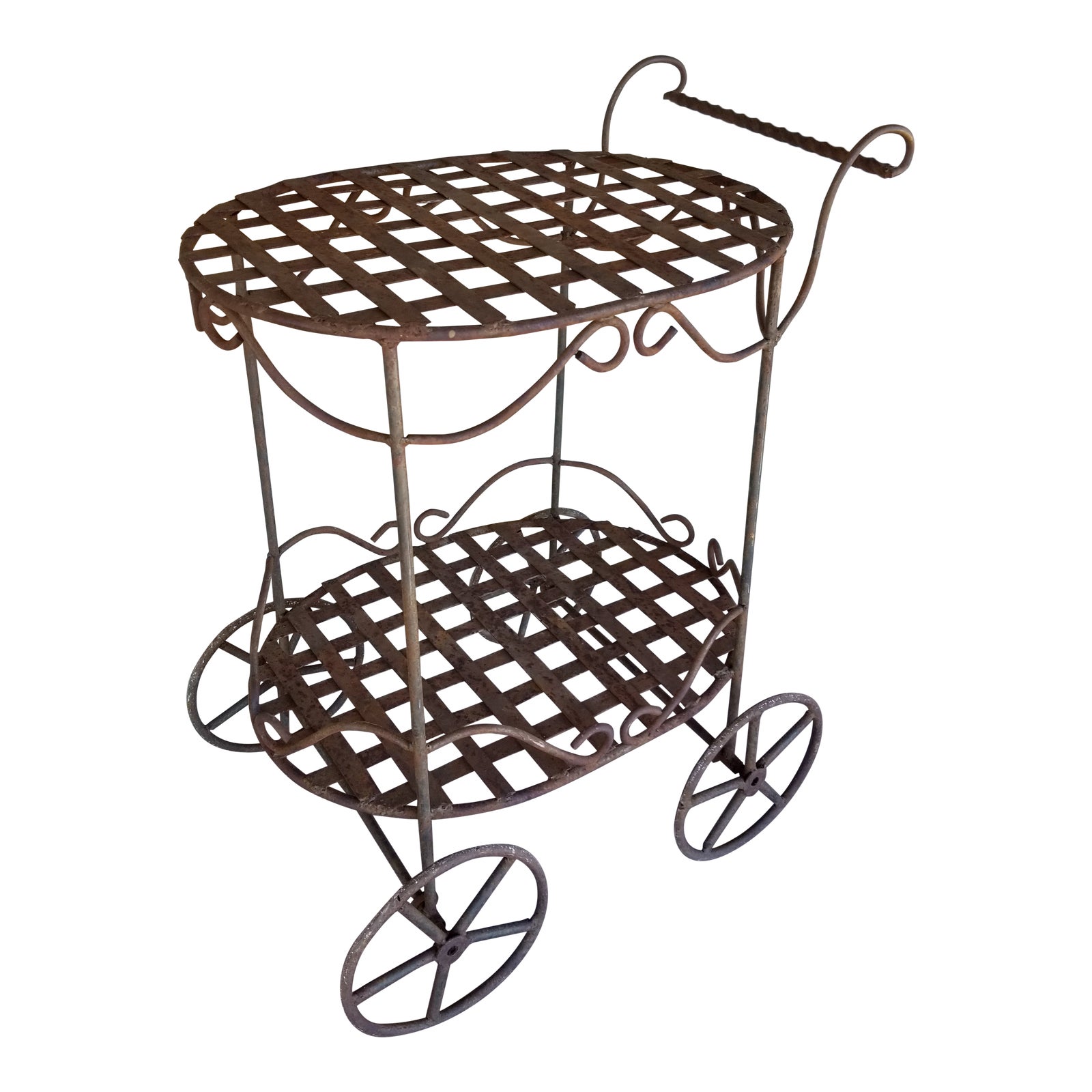 Rustic Iron Bar Cart | Chairish