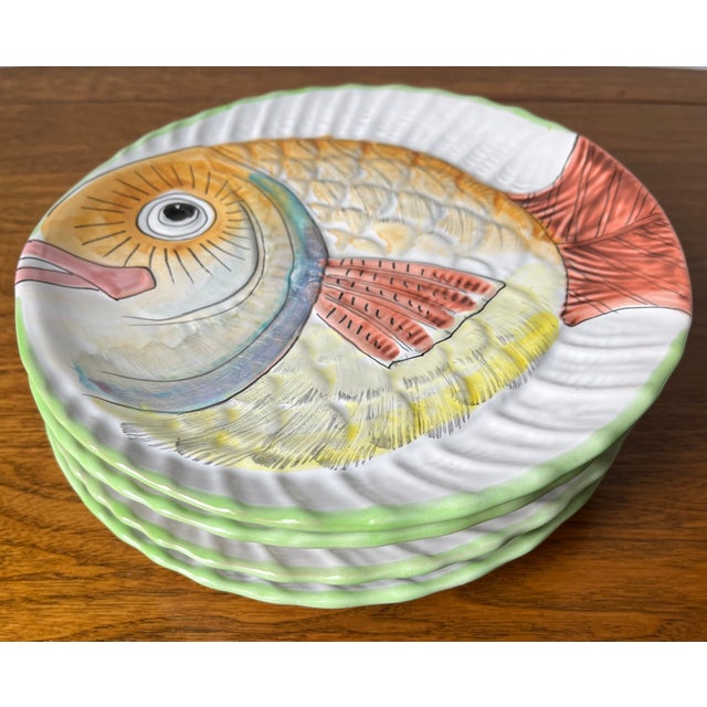 Vintage Italian Hand-Painted Fish Plates-DeSimone Style-Set 4 | Chairish