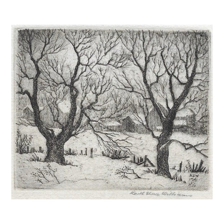 1941 Keith Shaw Williams Winter Landscape Etching | Chairish