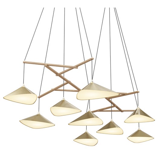 Emily Group of Nine Hanging Lamp with Brass Shade from Moss Objects ...