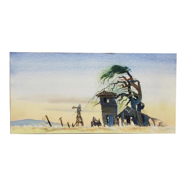 Vintage Country Farm Landscape by R. Brooks | Chairish