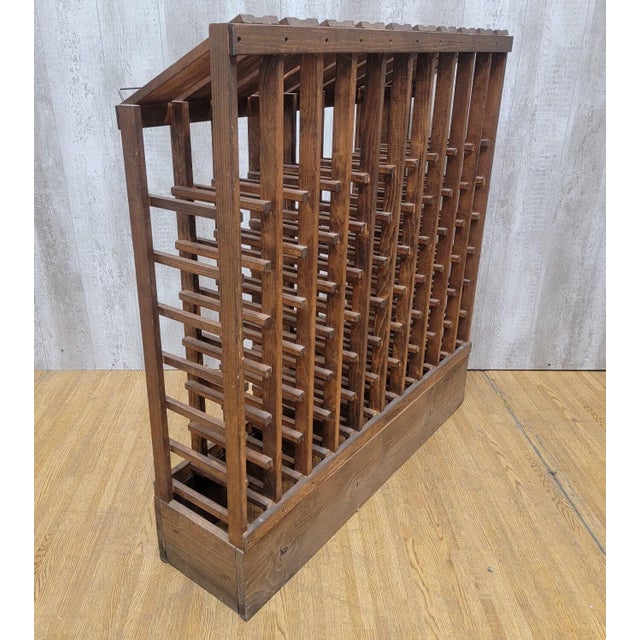Vintage Mid Century Wood Slatted Wine Rack | Chairish