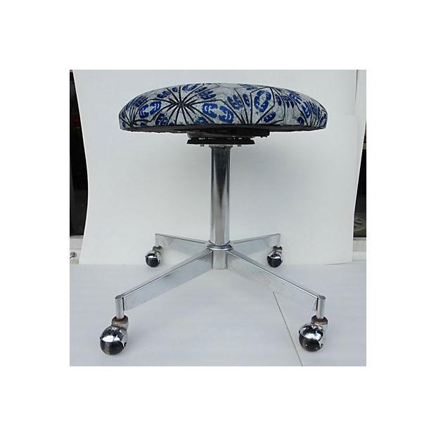 Mid Century Stool on Casters | Chairish