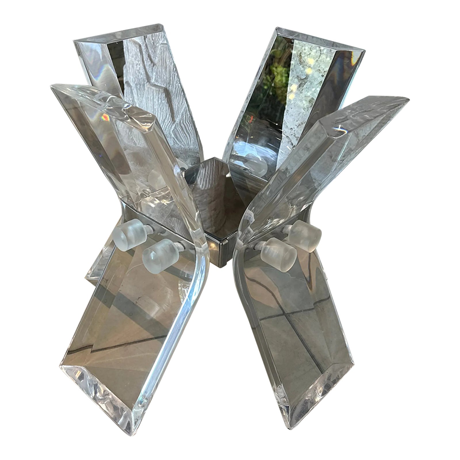 Vintage Palm Beach Modern Lucite Flare Mirror Coffee Cocktail Table ...