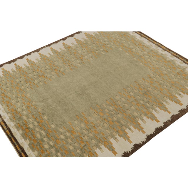 Rug & Kilim’s Scandinavian Style Rug in Green With Geometric Patterns ...