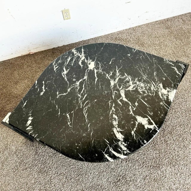 Postmodern Italian Black Marble Tear Drop Coffee Table | Chairish
