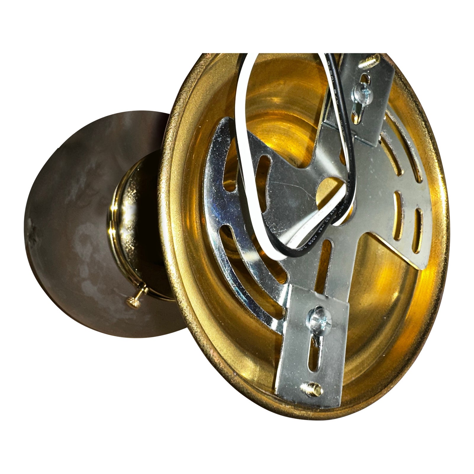 Vintage Cut Frosted Round Shade With Brass Flush Mount Ceiling Fixture ...