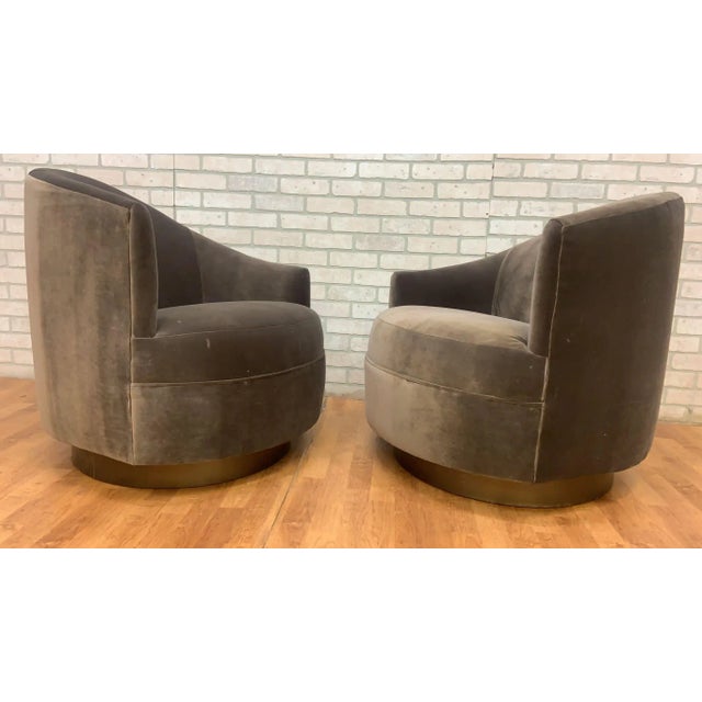 Post Modern Asymmetrical Barrel Back Swivel Chairs Newly Reupholstered ...