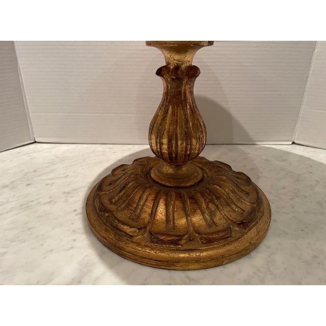 Vintage Giltwood Italian Tazza With Stone Fruit | Chairish