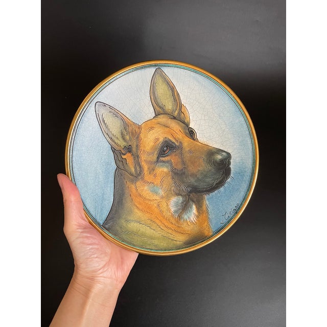 1972 Vincente Tiziano Italian Art Pottery German Shepherd Dog Wall ...
