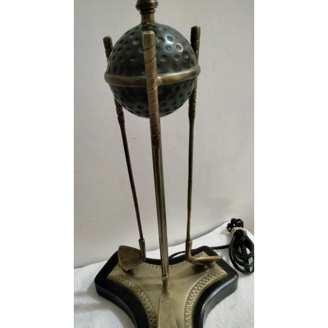 Vintage Brass Golf Theme Table Lamp | Chairish