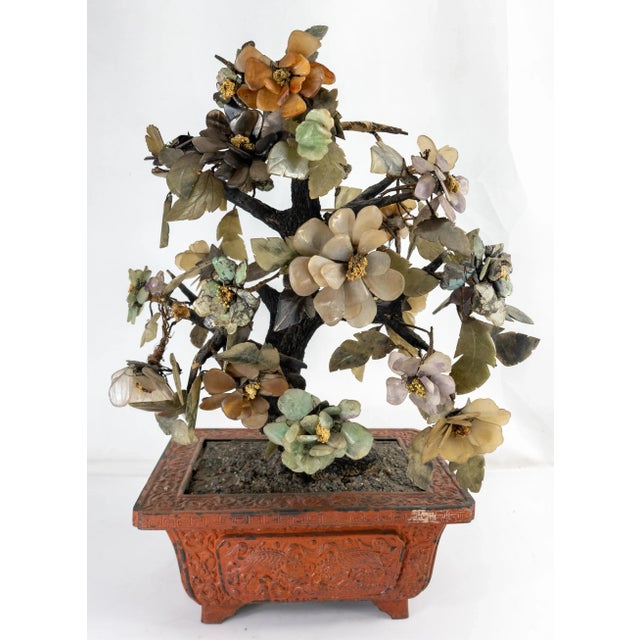 19th Century Chinese Chinoiserie Decorative Jade Tree With Hardstone ...