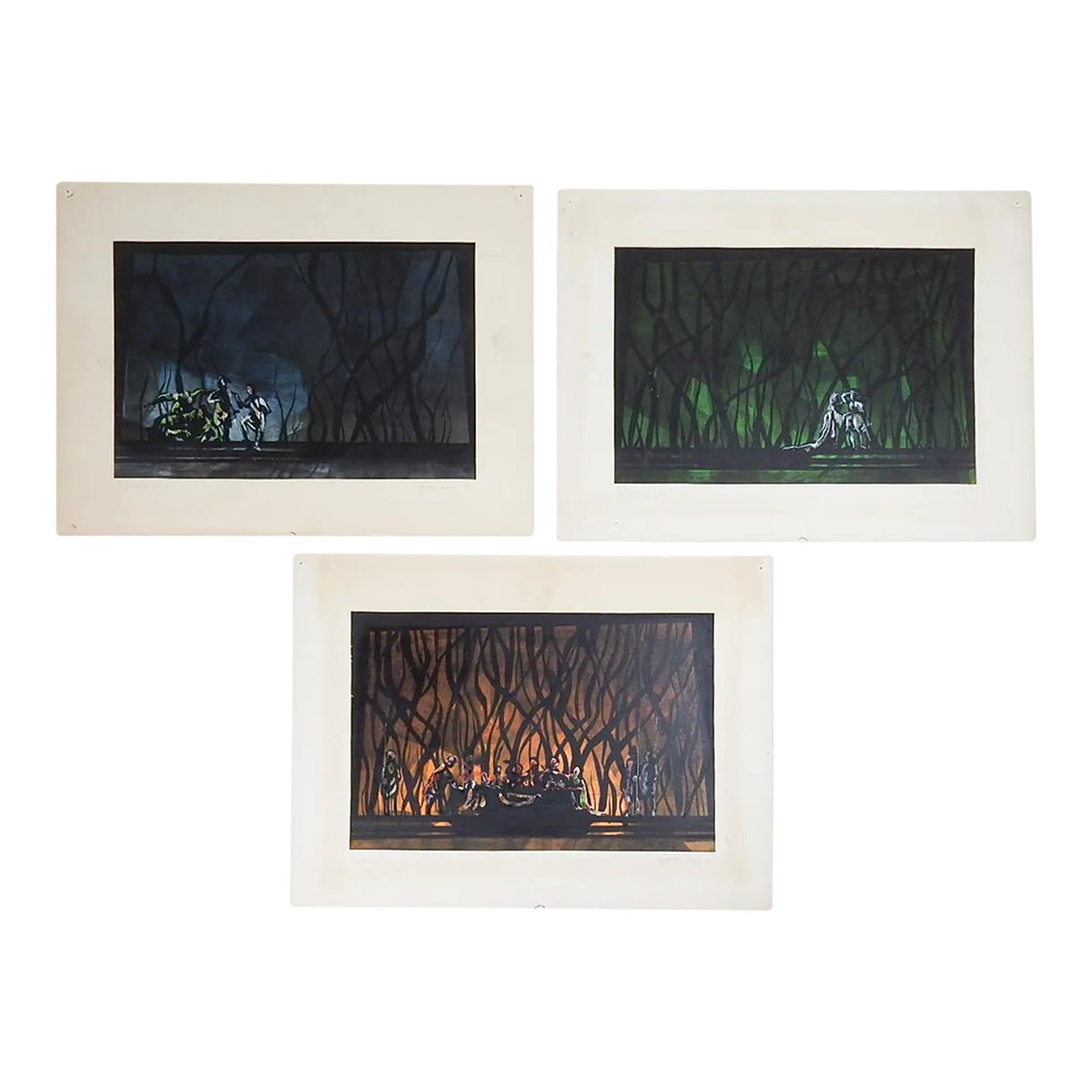 Mid 20th Century Macbeth Set Design Paintings - Set of 3 | Chairish
