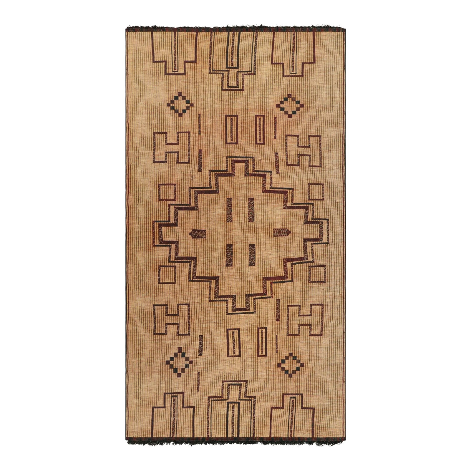 Vintage Moroccan Tuareg Mat in Beige, With Geometric Medallion, From ...