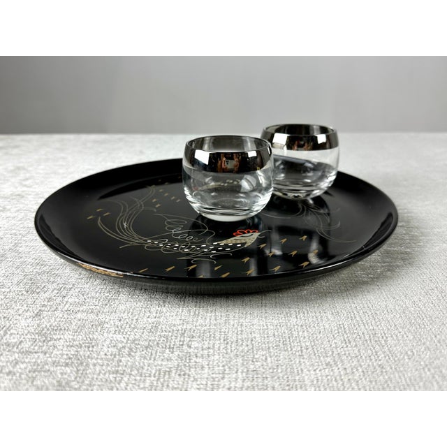 Mid Century Era Japanese Hand Painted Lacquer Serving Tray With Bird ...