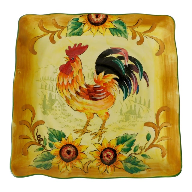 Maxcera "Village Rooster Sunflower" Hand Painted Ceramic Decorative ...