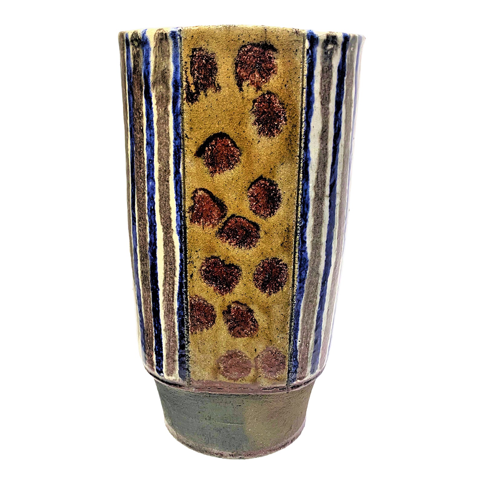 Studio Pottery Vase With Ovid Form in Modernist Tones Signed | Chairish