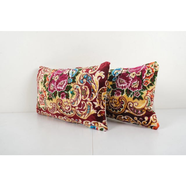 Turkish Velvet Lumbar Pillow - a Pair | Chairish