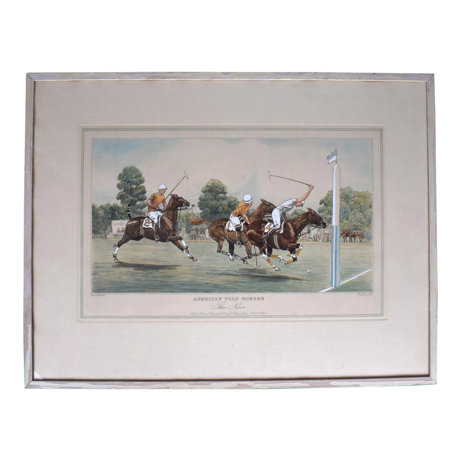 American Polo Scenes the Save 1930 Paul Brown Print, Framed | Chairish