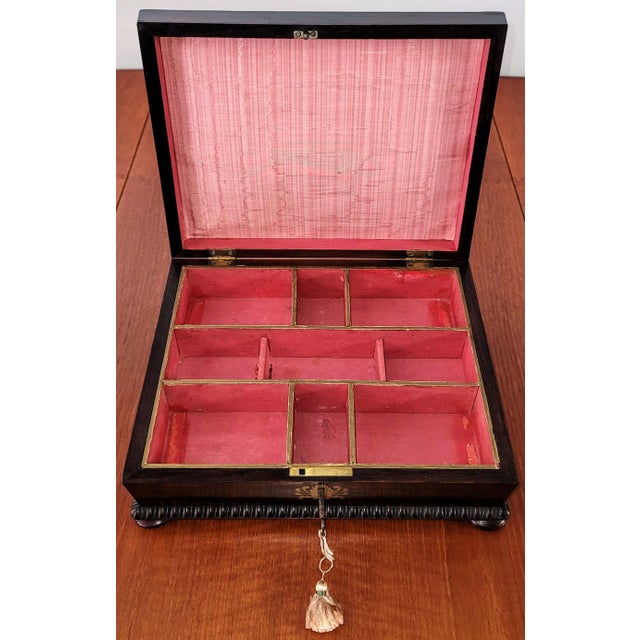 Circa 1820s Irish / English Regency Rosewood and Brass Games Box | Chairish