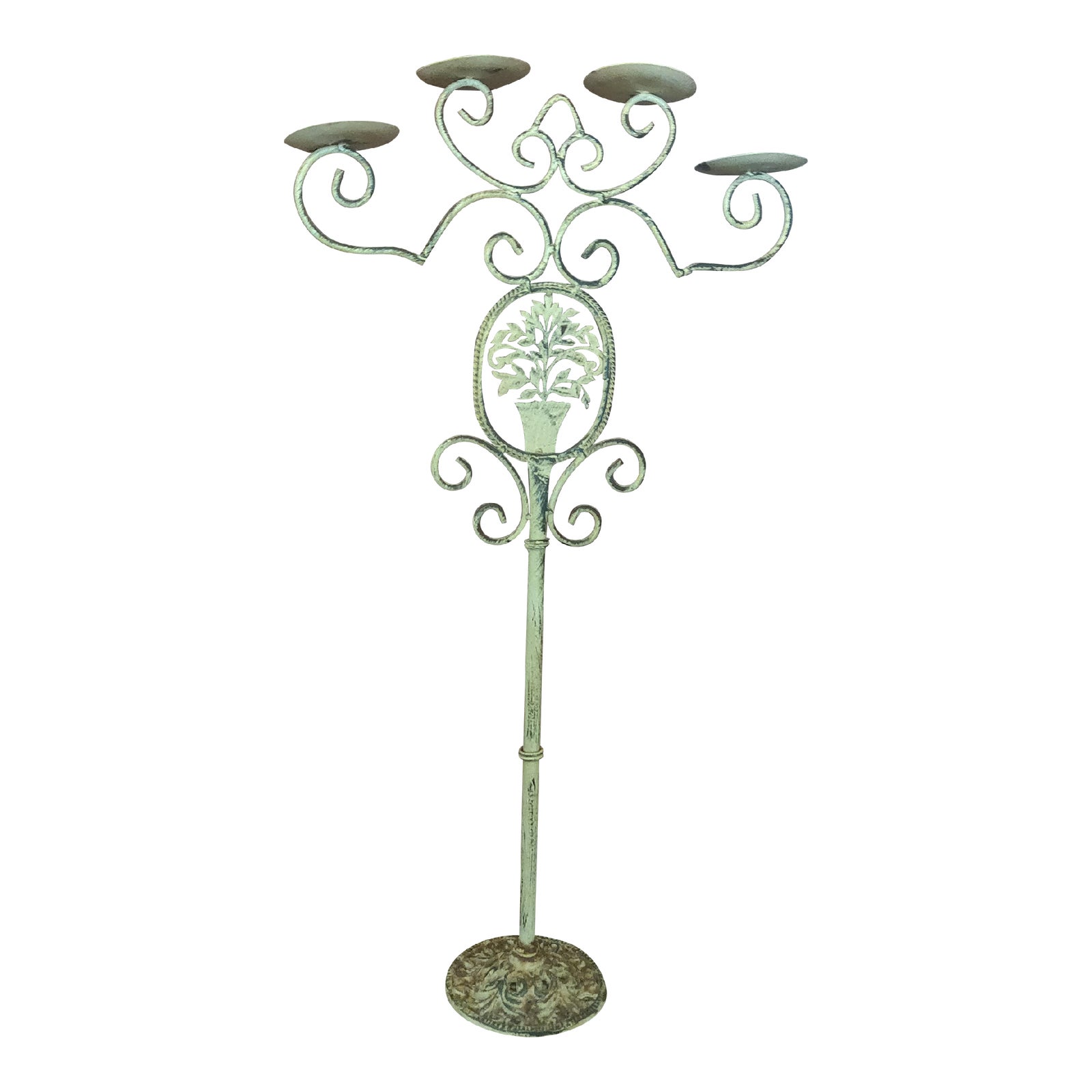 Vintage Wrought Iron Floor Candelabra Stand | Chairish