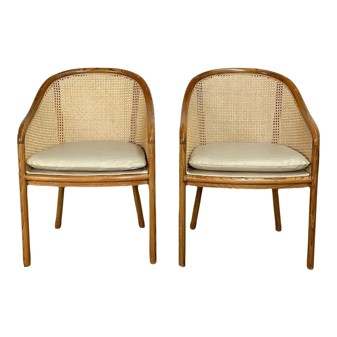 1970s Cane Side Chairs by Ward Bennet -Pair | Chairish