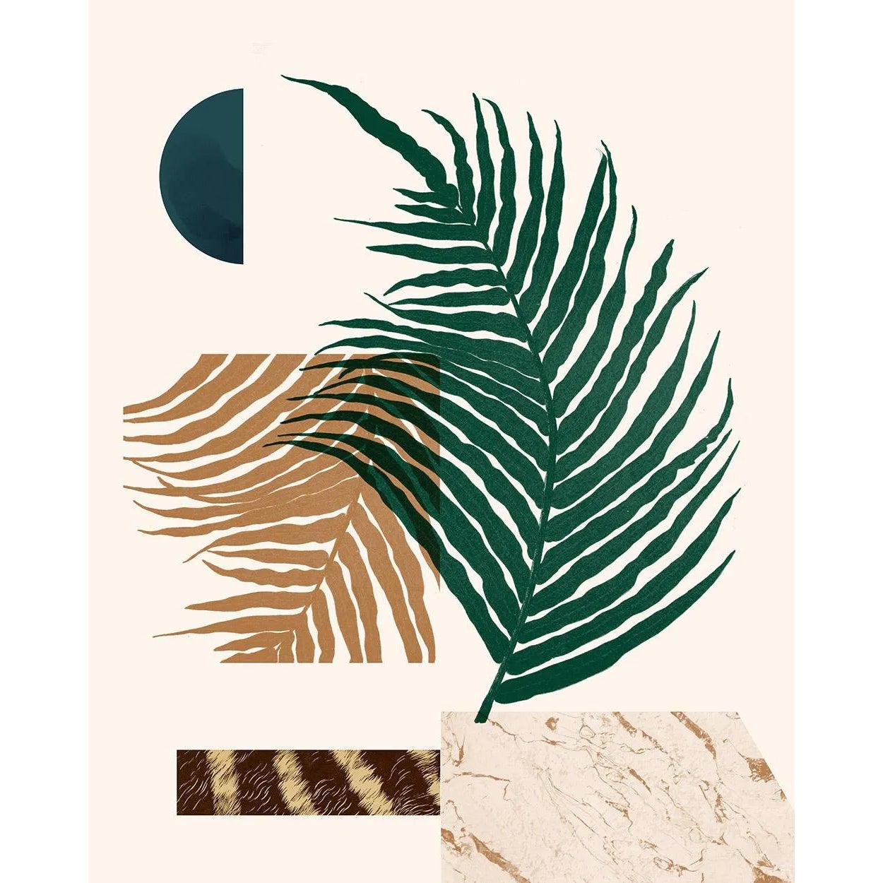 Modern Botanical Collage in Green and Terracotta + Minimal Geometric ...