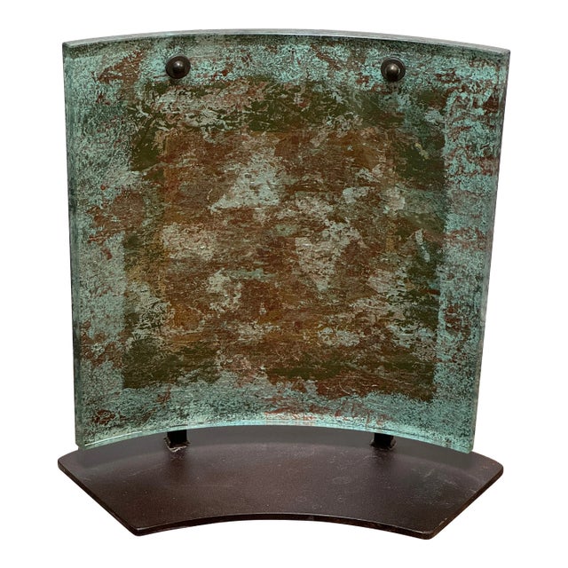 Modern Organic Art Glass + Bronze Stand | Chairish