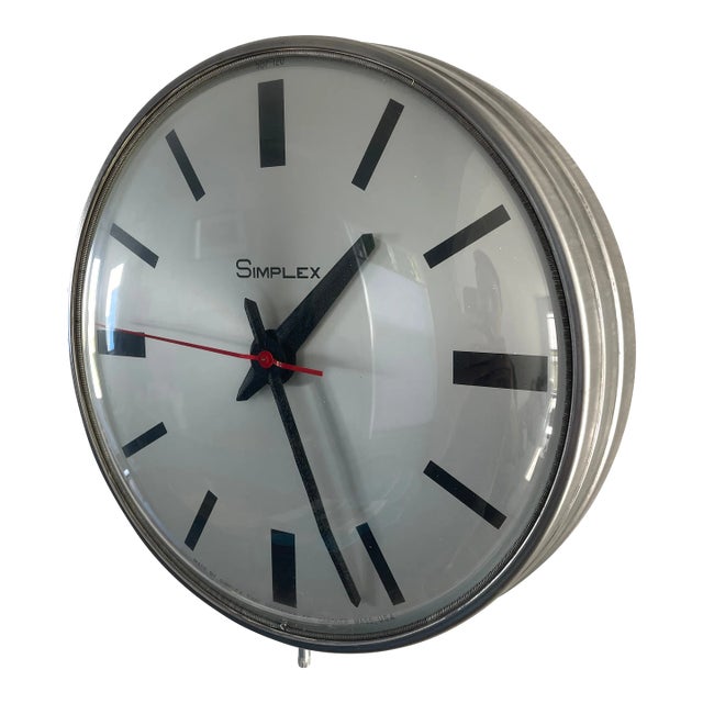 Vintage Simplex Industrial Plugged Wall Clock | Chairish